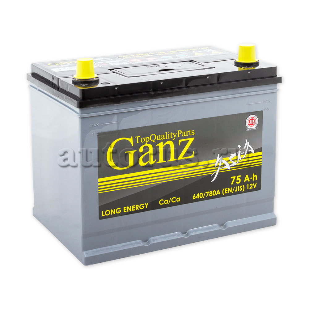 Аккумулятор GANZ ASIA 75 А/ч обратный R+ 260x175x225 D26 EN 640 А GANZ ...
